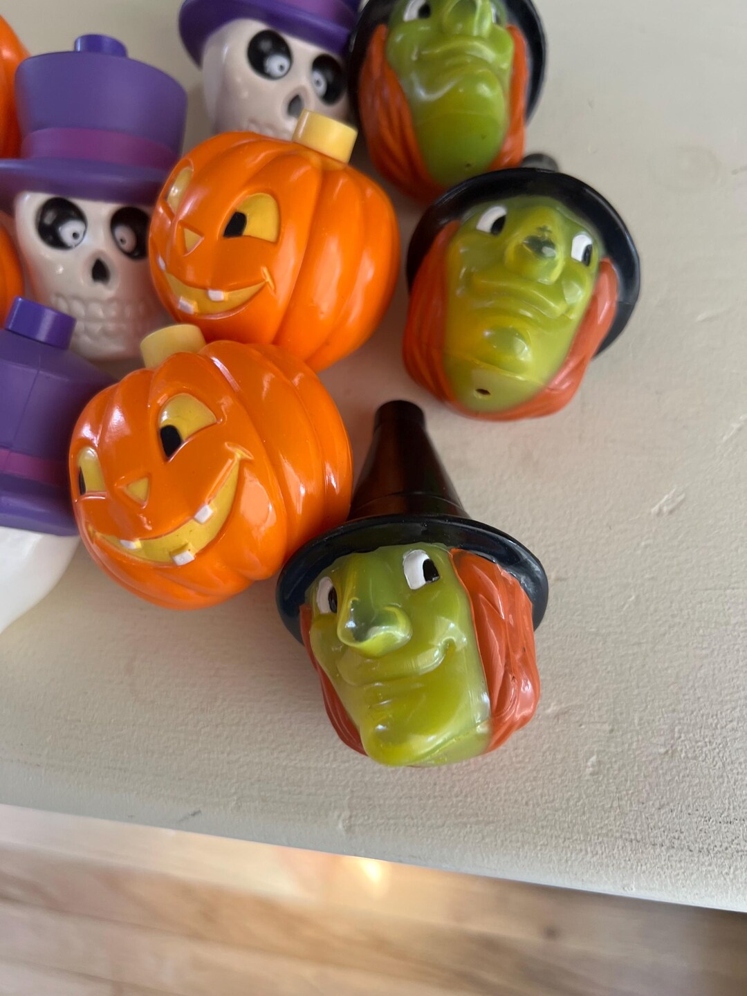 Vintage Avon Plastic Mold Halloween Pumpkins Skull Light Covers ...