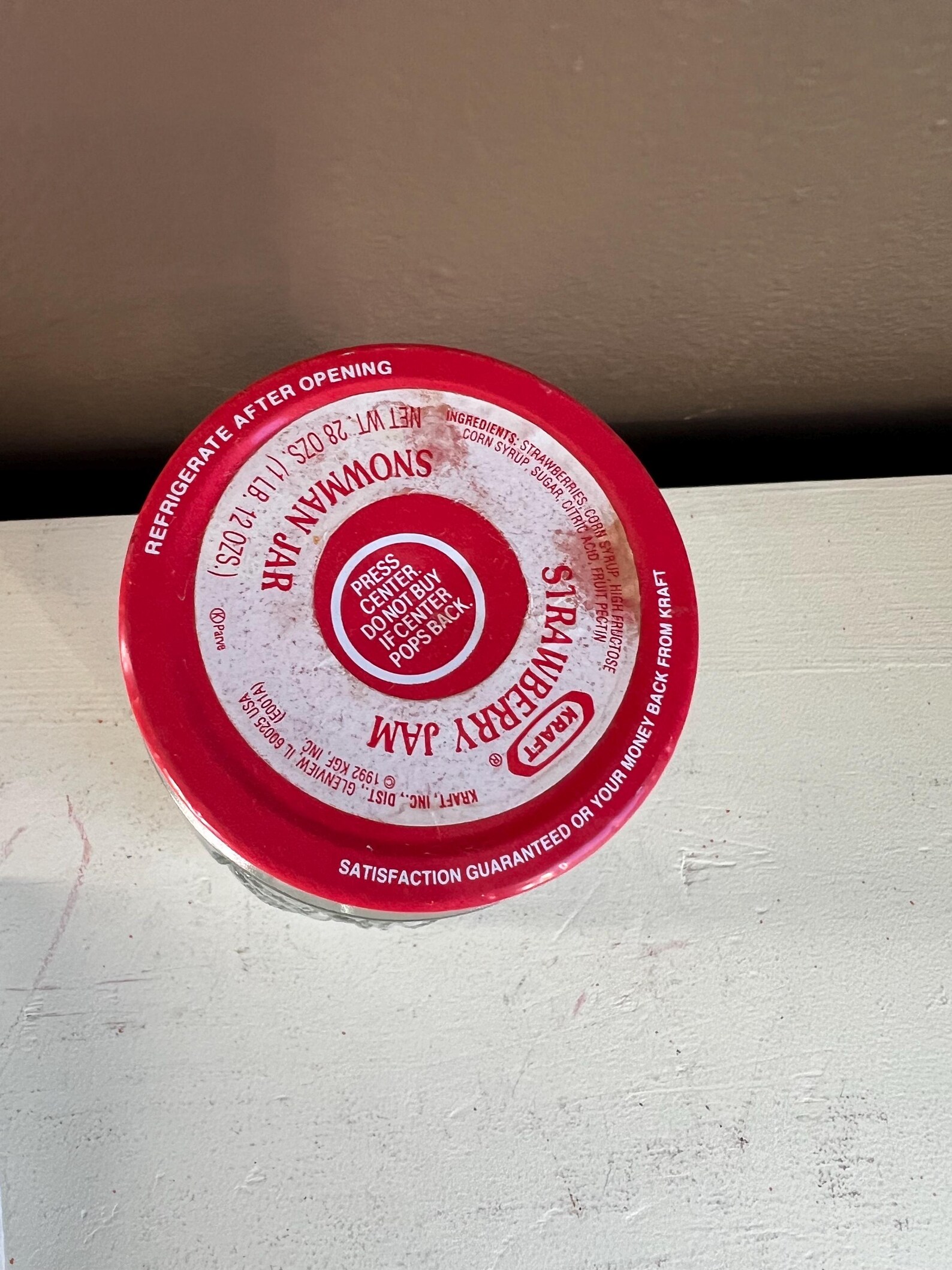 Kraft Snowman Strawberry Jam Jar Clear Glass Jelly Jar 1992 6 Inches ...