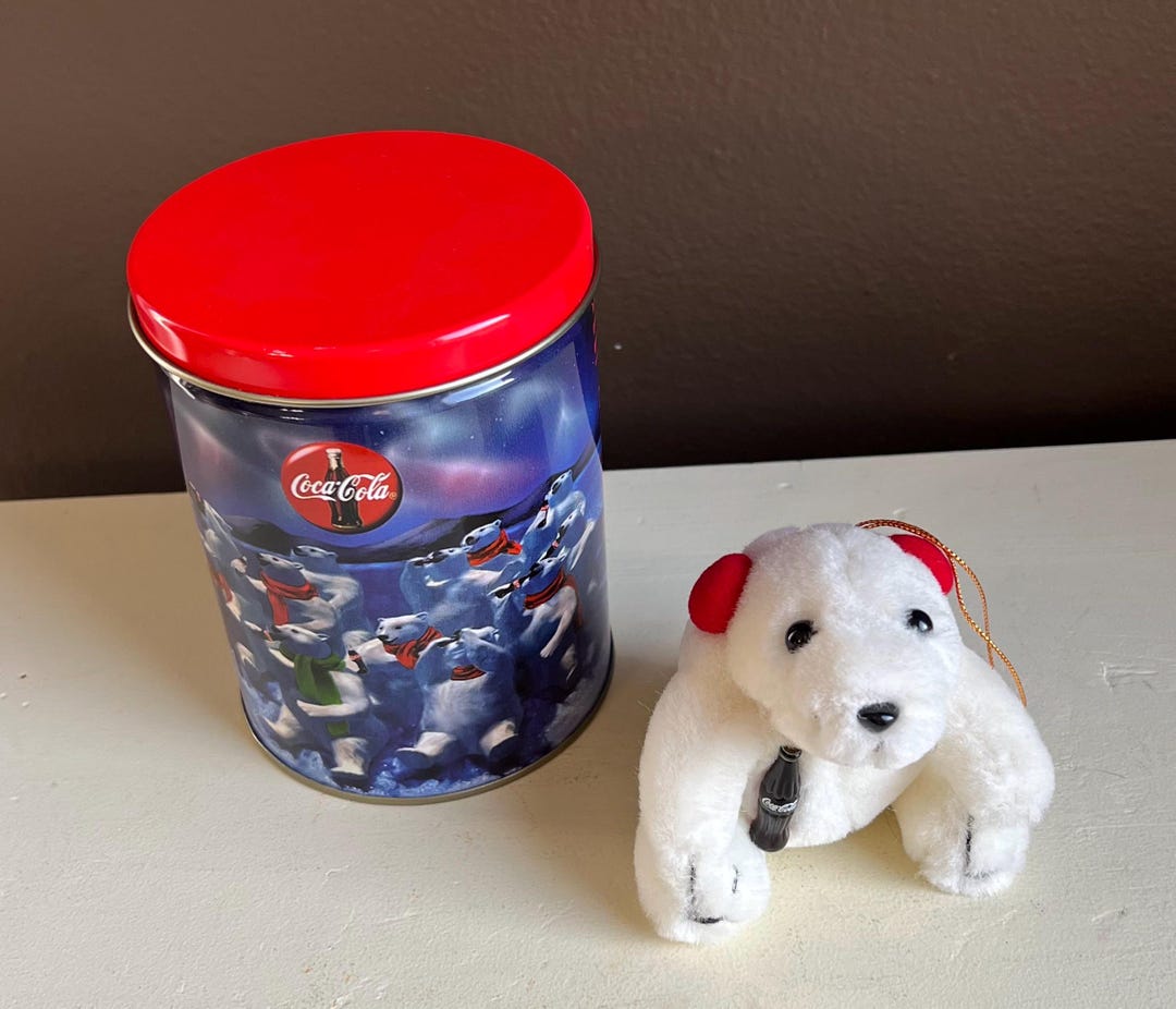 1995 Coca Cola Polar Bear Tin and Bear Ornament - Etsy