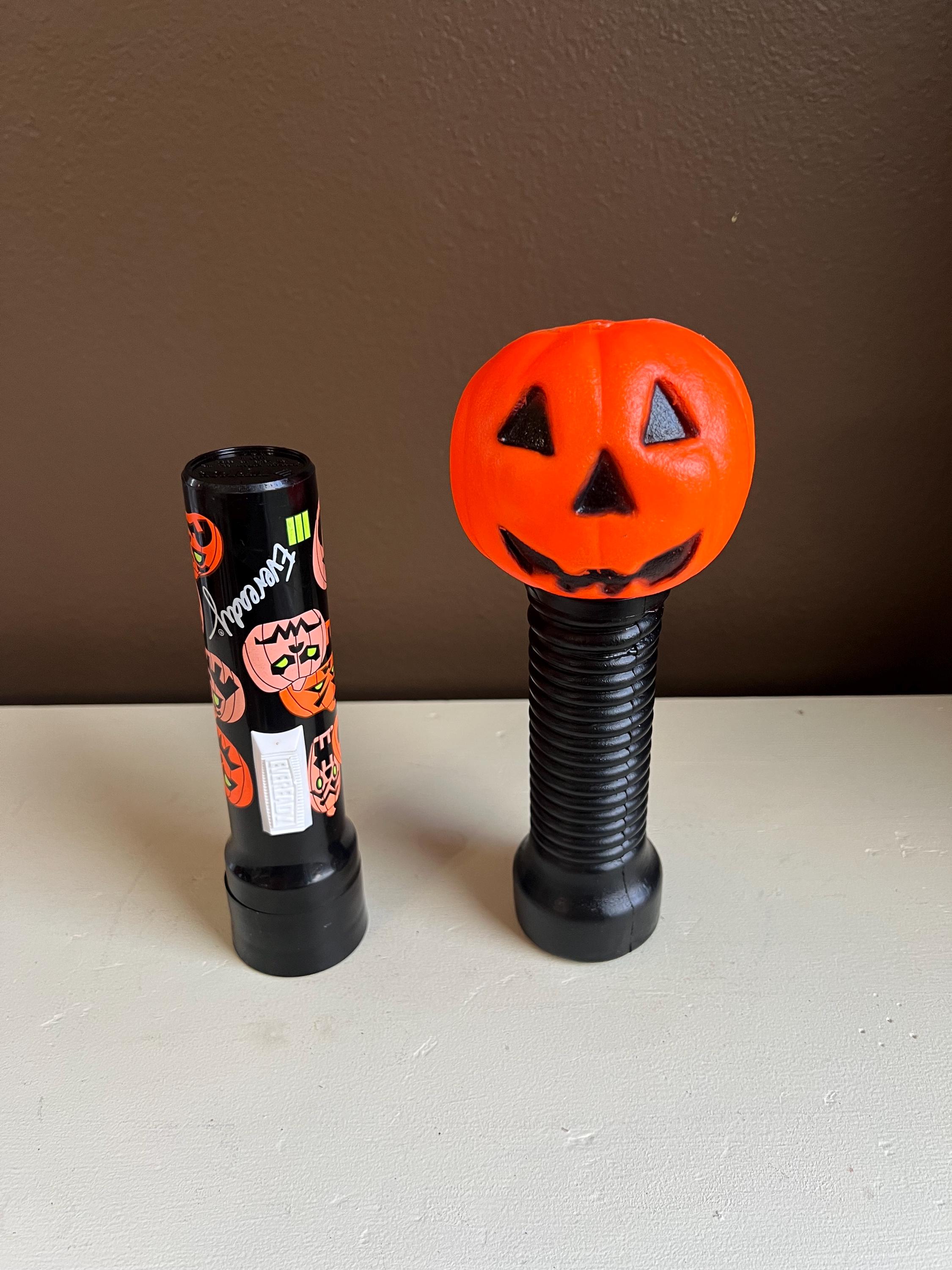 Vintage Halloween Flashlights - Blinky Blow Mold Pumpkin and Eveready ...