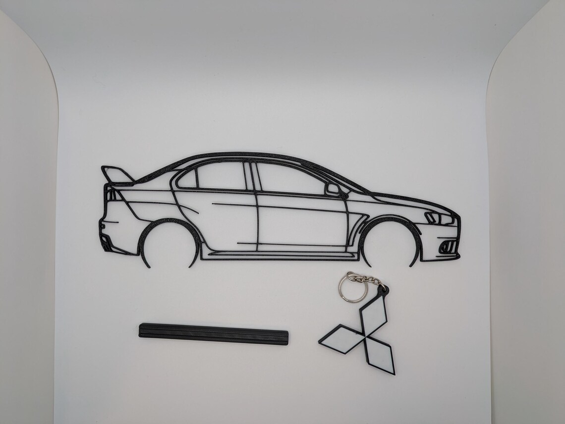 Mitsubishi Evo X Silhouette Wall / Desk Art Perfect Gift for Car Lovers ...