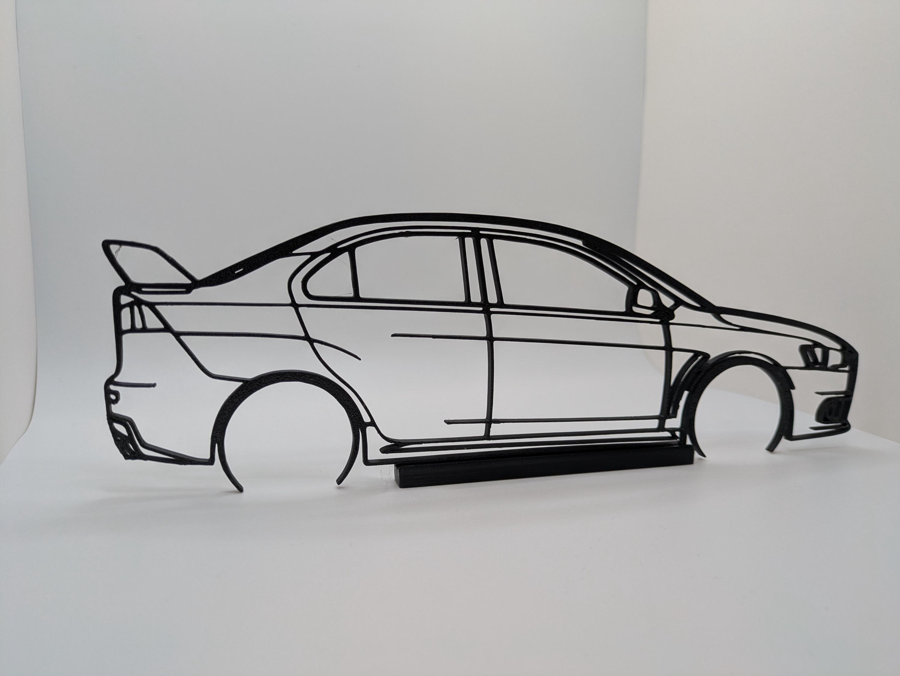 Mitsubishi Evo X Silhouette Wall / Desk Art Perfect Gift for Car Lovers ...