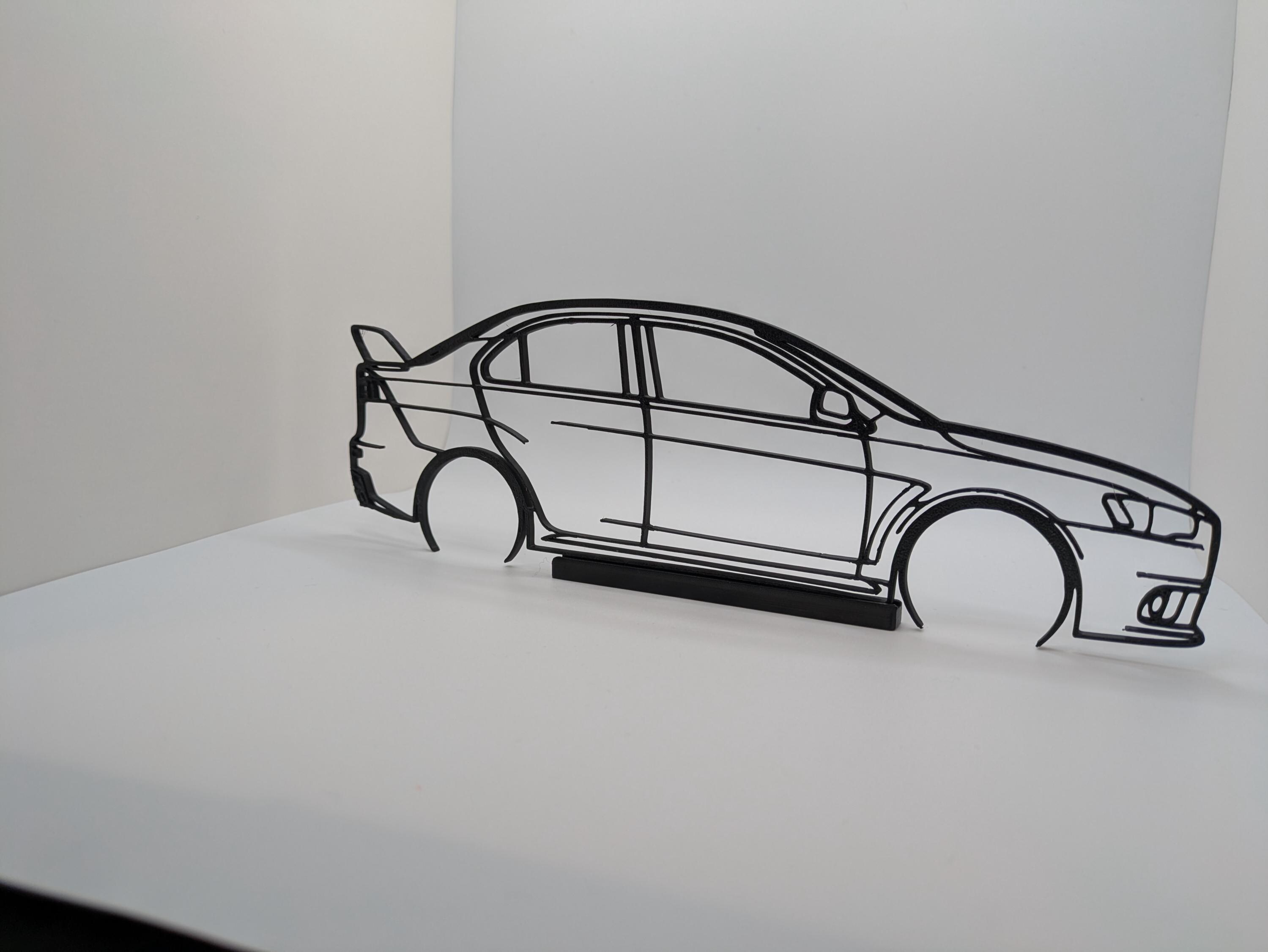 Mitsubishi Evo X Silhouette Wall / Desk Art Perfect Gift for Car Lovers ...