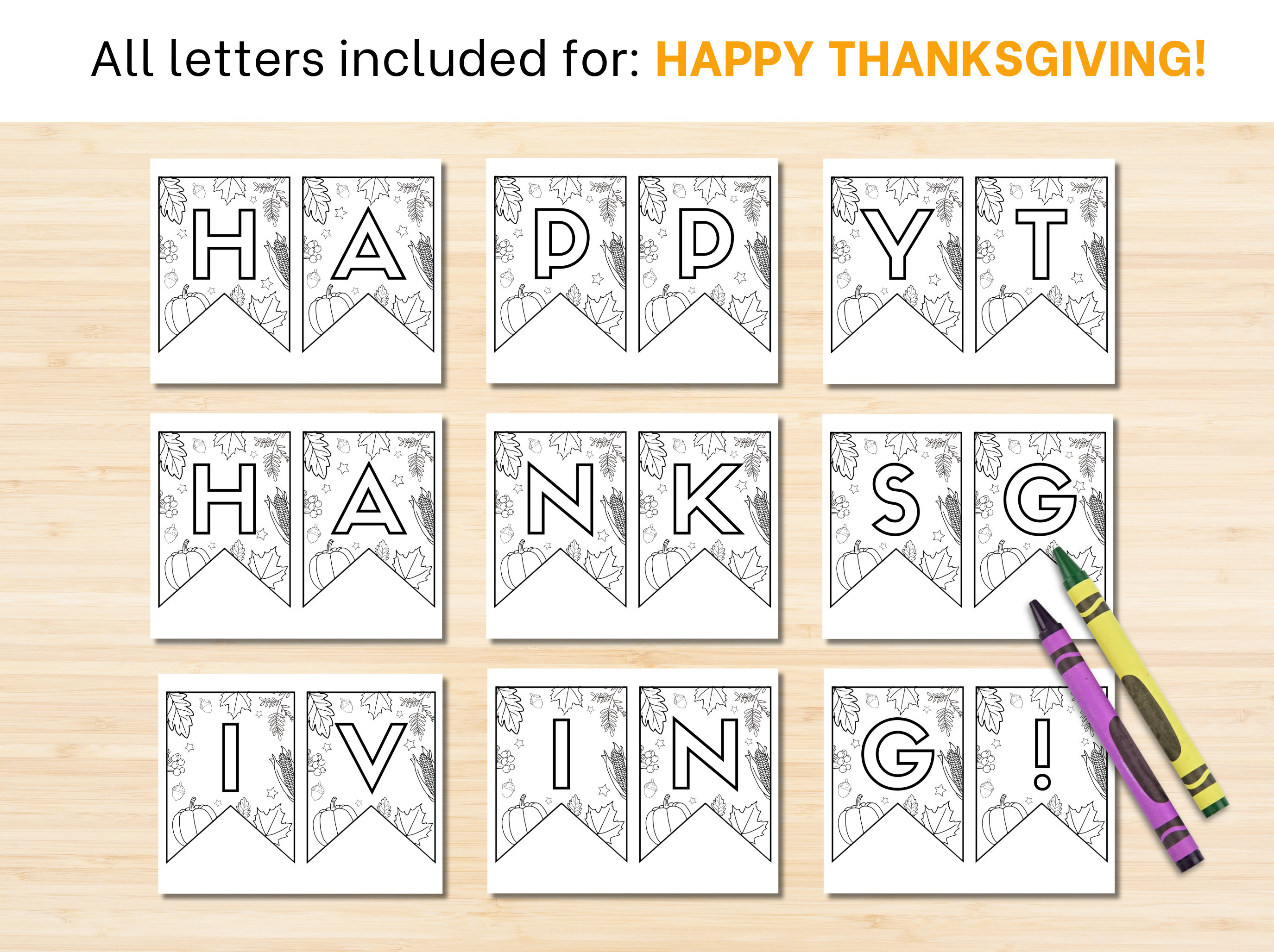 Printable Thanksgiving Coloring Banner | Kid's Activity| Instant ...