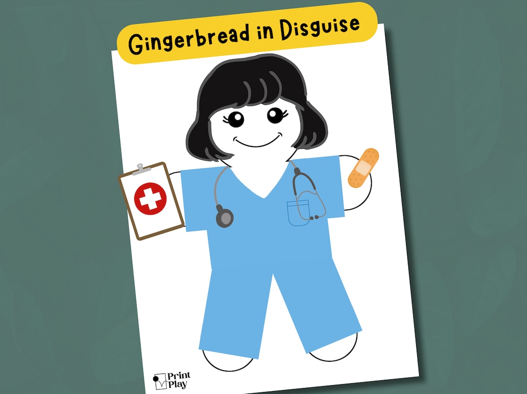 Nurse Gingerbread Disguise | Kids' Gingerbread Craft Template - Etsy