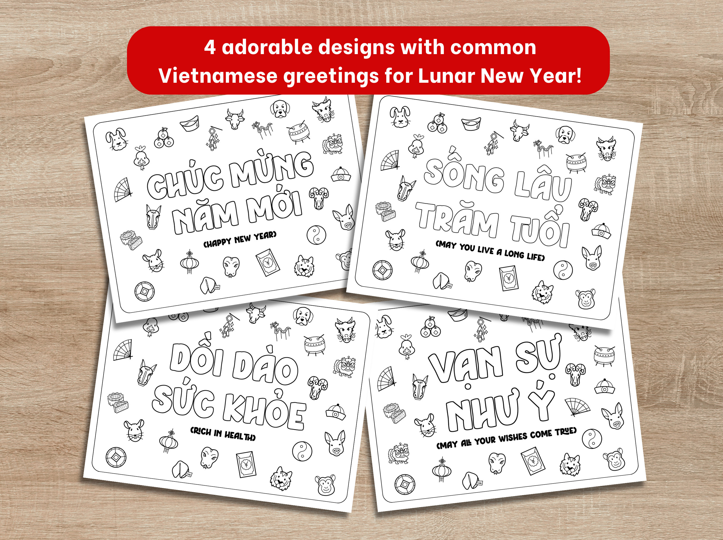Vietnamese New Year Coloring Pages Tết Kids Activity Lunar New Year for ...