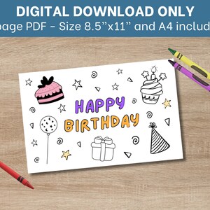 Printable Coloring Birthday Card: DIY Activity (PDF) - Etsy