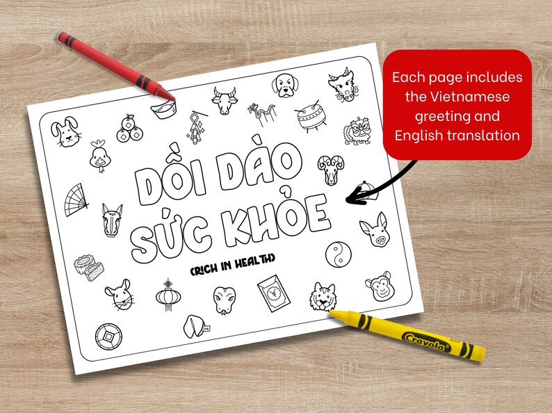 Vietnamese Lunar New Year Coloring Pages: Tết Kids Activity (PDF ...