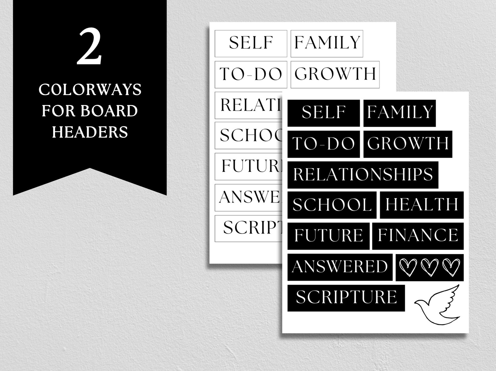 Prayer Board Starter Kit Black & White Prayer Board Template - Etsy