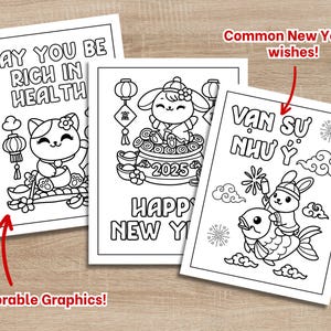 BUNDLE Bi-lingual Lunar New Year Coloring Pages | Vietnamese New Year ...
