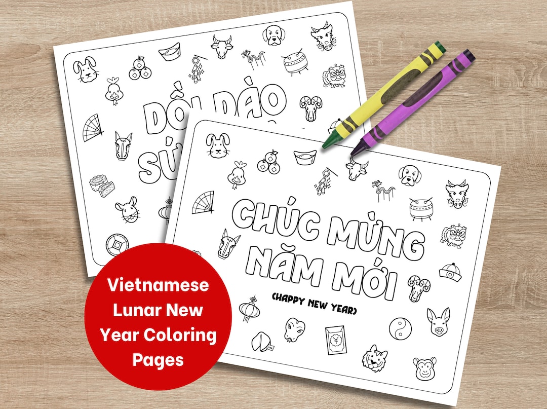 Vietnamese New Year Coloring Pages | Tết Kids Activity | Lunar New Year ...