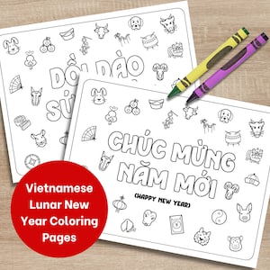 Vietnamese Lunar New Year Coloring Pages: Tết Kids Activity (PDF) - Etsy