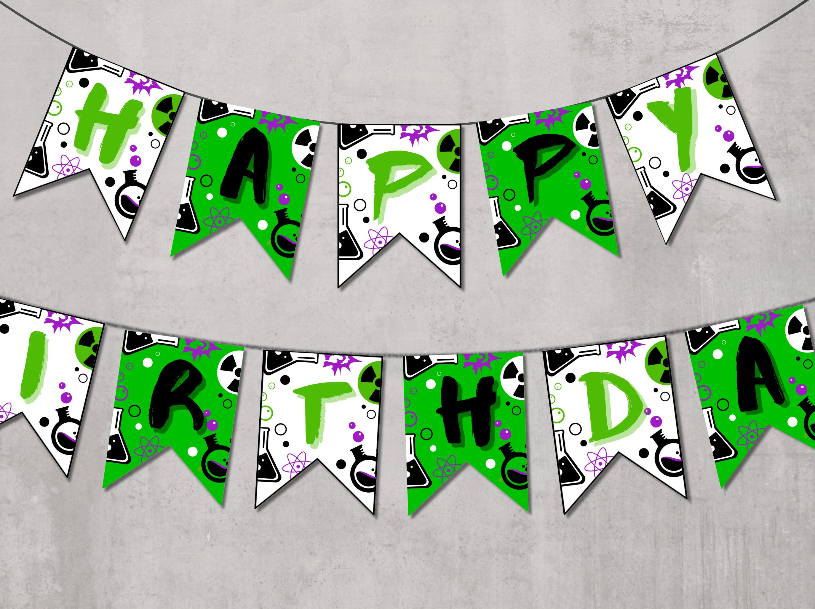Mad Scientist Printable Birthday Banner | Halloween Birthday | Extra ...