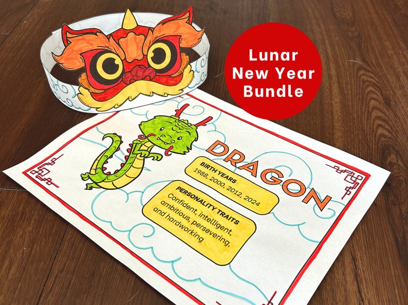 BUNDLE Lunar New Year 2024 Lunar New Year Paper Crown Craft AND Chinese ...