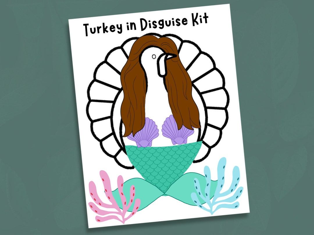 Mermaid Turkey in Disguise Kit: Kids Thanksgiving Craft (digital ...