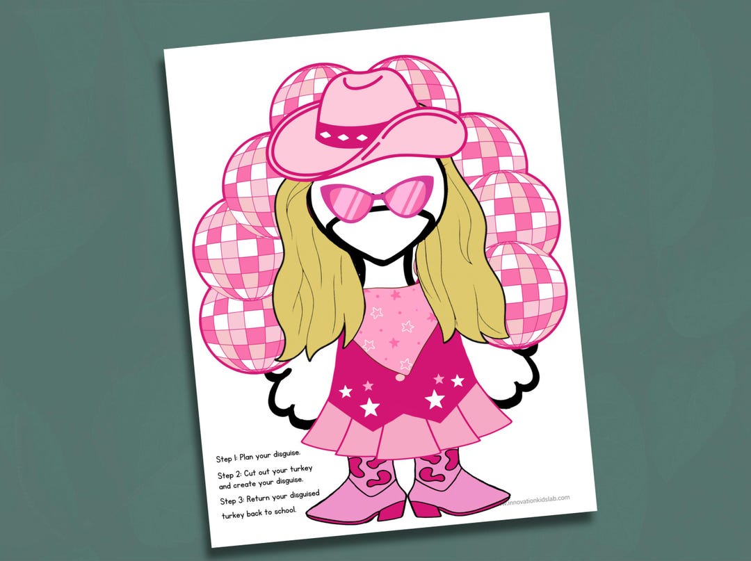 Pink Cowgirl Turkey Disguise Kit: Kids Craft (digital Download) - Etsy