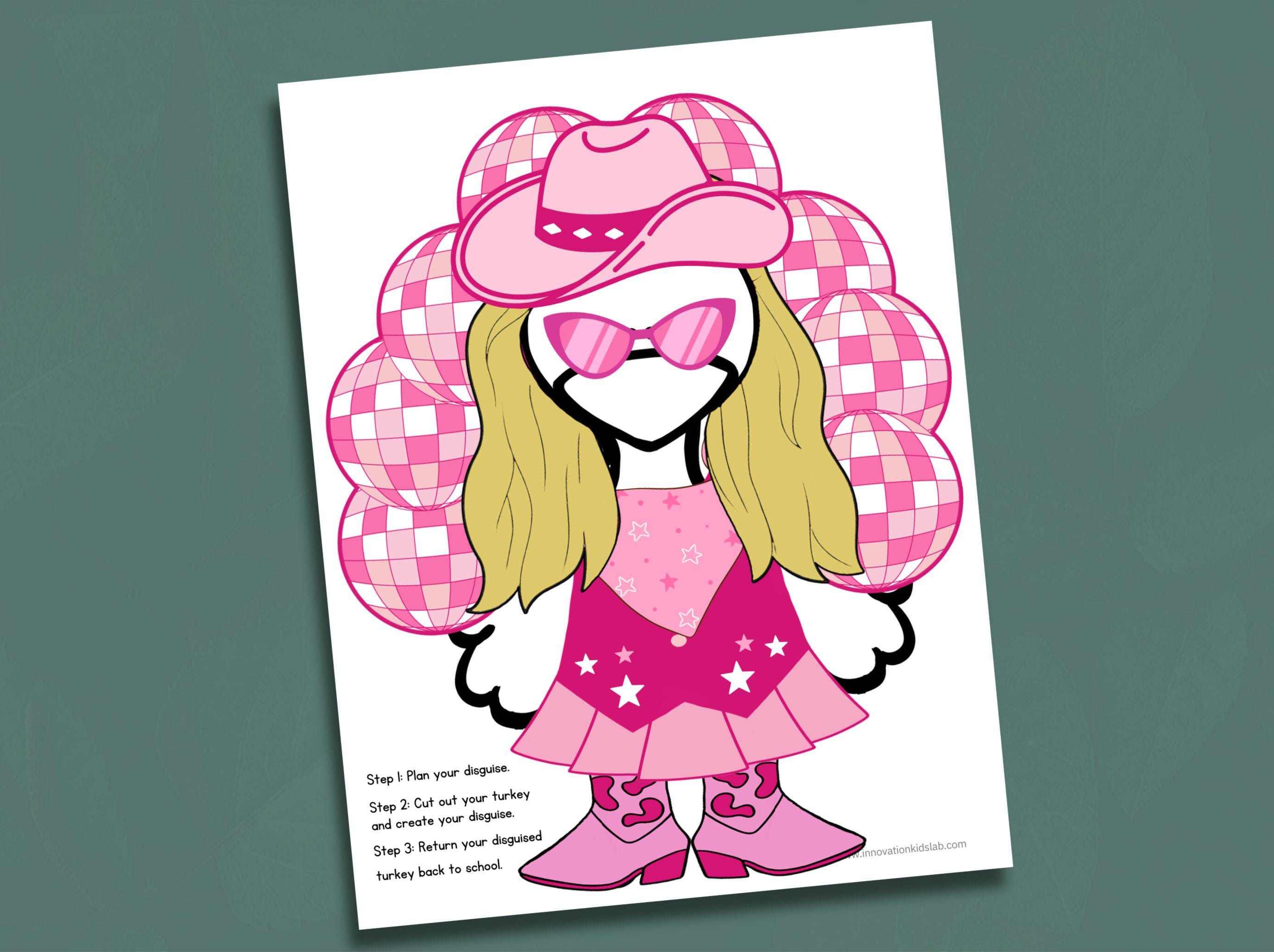 Pink Cowgirl Turkey Disguise Kit: Kids Craft (digital Download) - Etsy