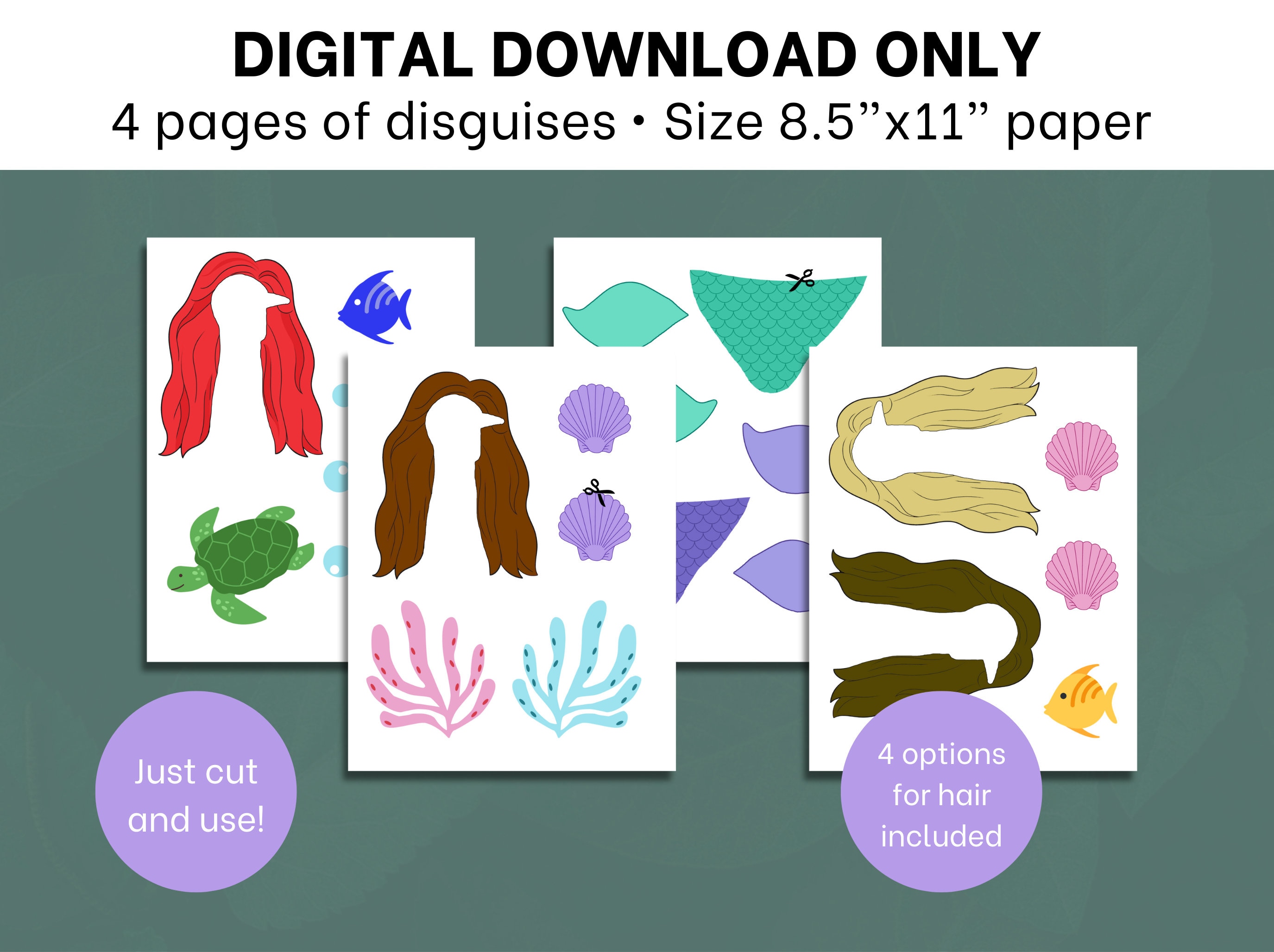 Mermaid Turkey in Disguise Kit: Kids Thanksgiving Craft (digital ...