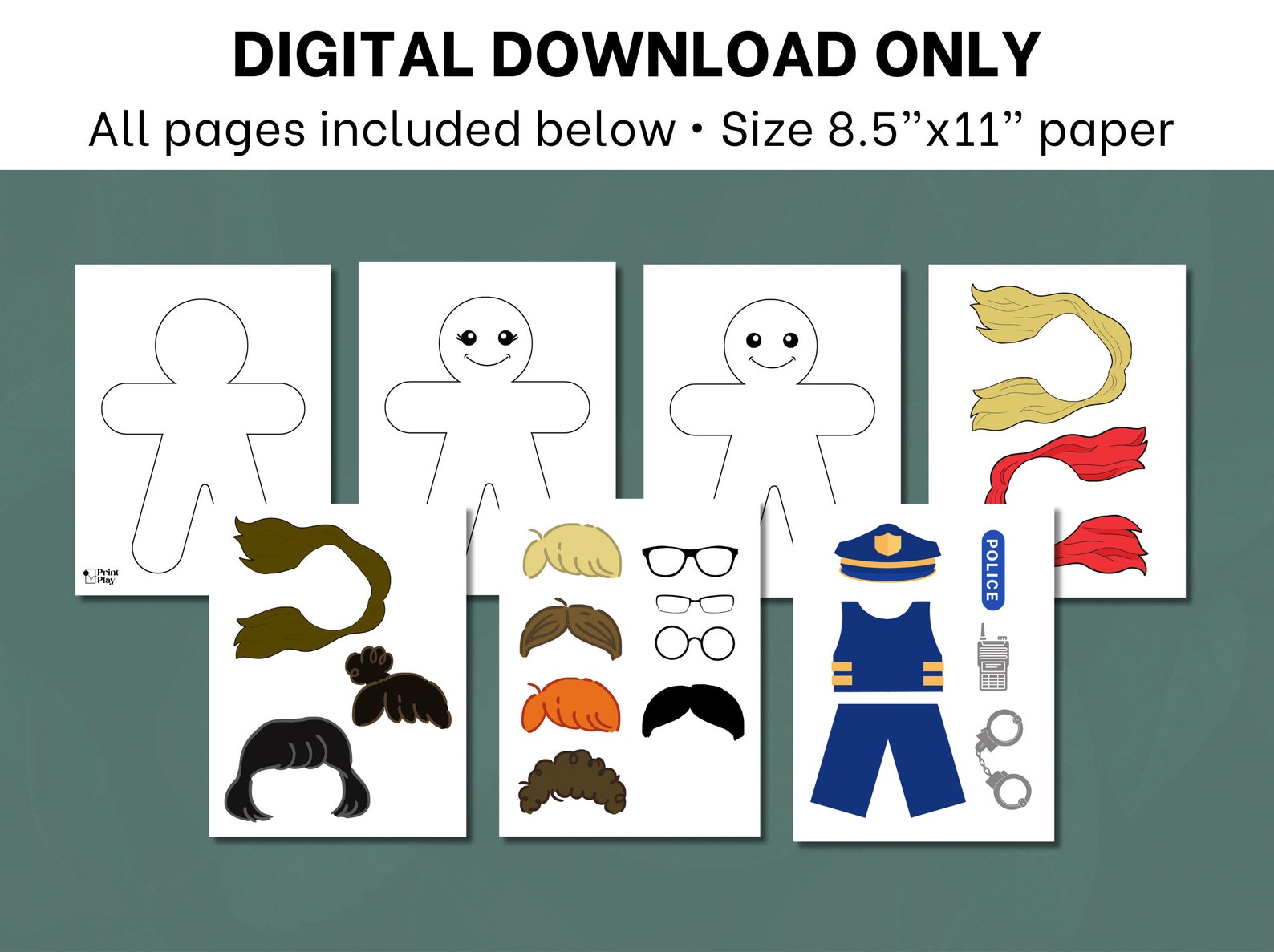 Police Gingerbread Disguise | Kids' Gingerbread Craft Template - Etsy