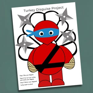 Ninja Turkey Disguise Kit: Kids Craft (digital Download) - Etsy