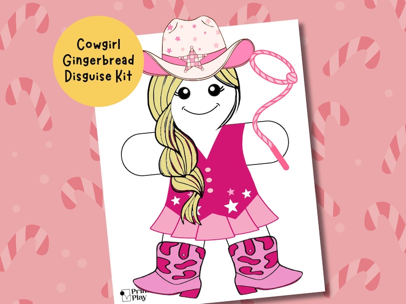 Cowgirl Gingerbread Disguise | Kids' Gingerbread Craft Template - Etsy