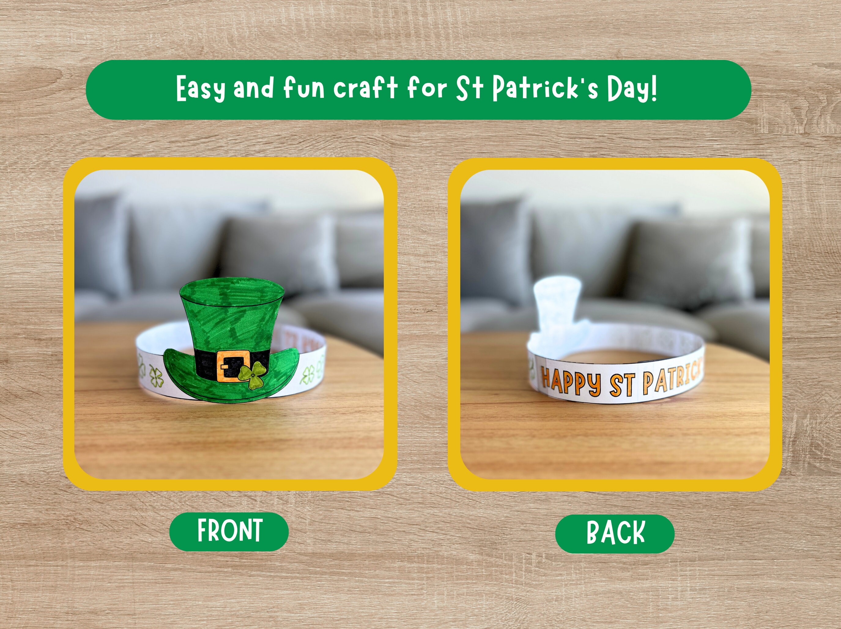 St Patrick's Day Paper Crown Craft | Leprechaun Hat Craft | Coloring ...