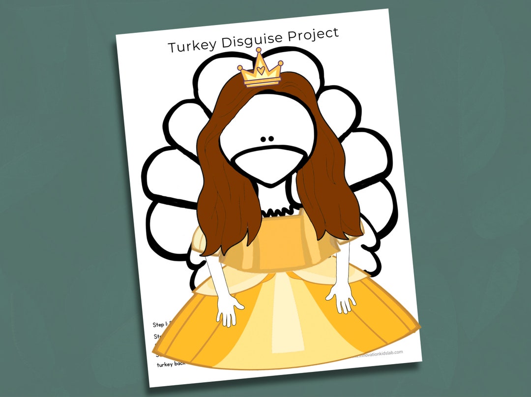 Princess Turkey in Disguise Project: Kids Fall Craft (digital Download ...