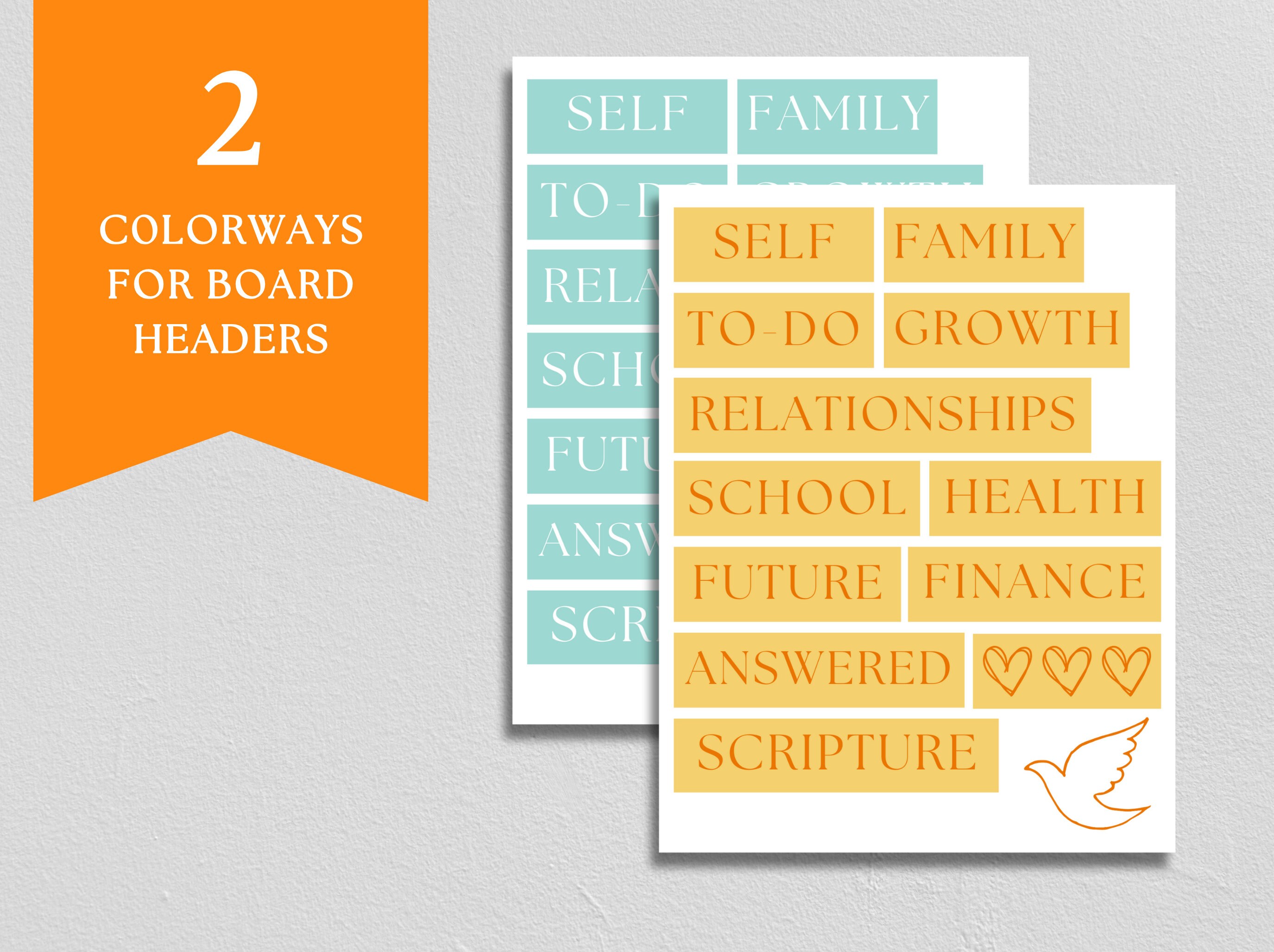 Prayer Board Starter Kit Orange, Blue, Yellow Prayer Board Template - Etsy