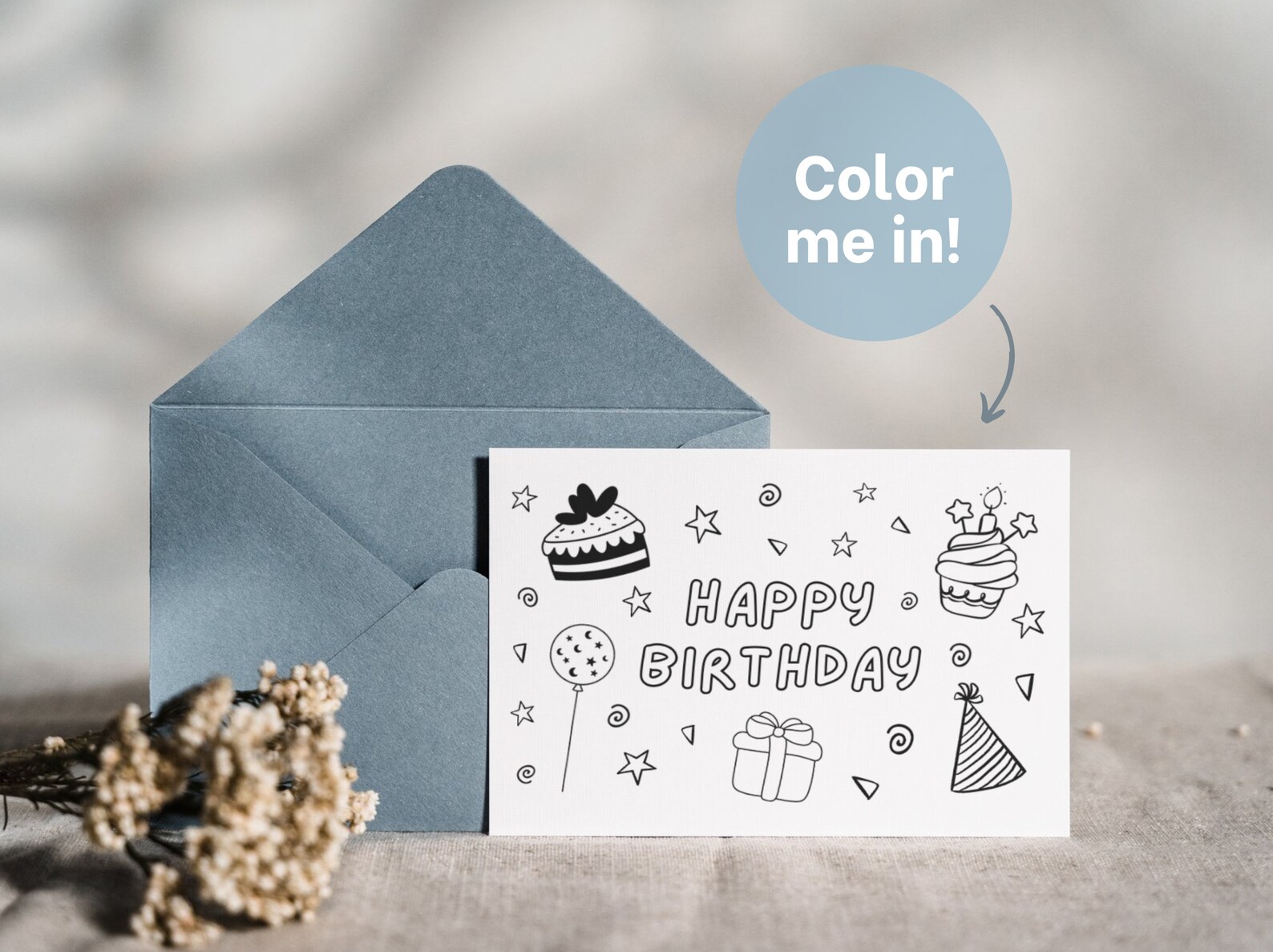 Printable Coloring Birthday Card: DIY Activity (PDF) - Etsy