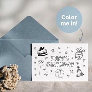 Printable Coloring Birthday Card: DIY Activity (PDF) - Etsy