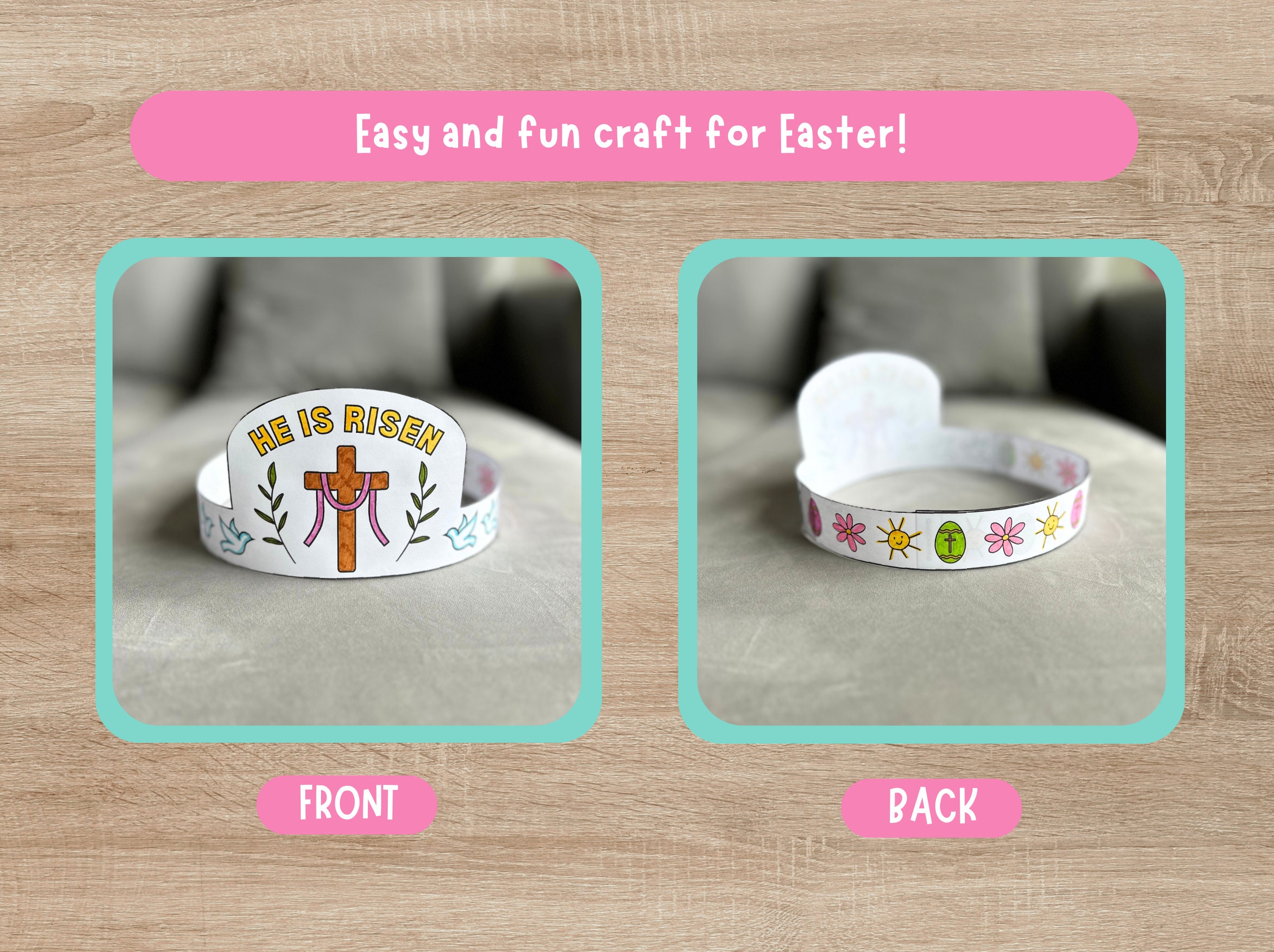 He is Risen Easter Paper Crown Craft Christian Catholic Craft Coloring ...
