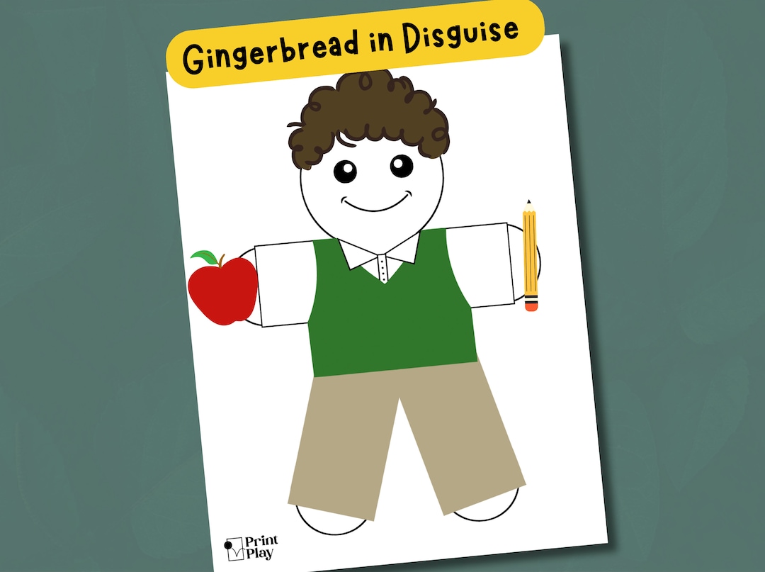 Teacher Gingerbread Disguise | Kids' Gingerbread Craft Template - Etsy