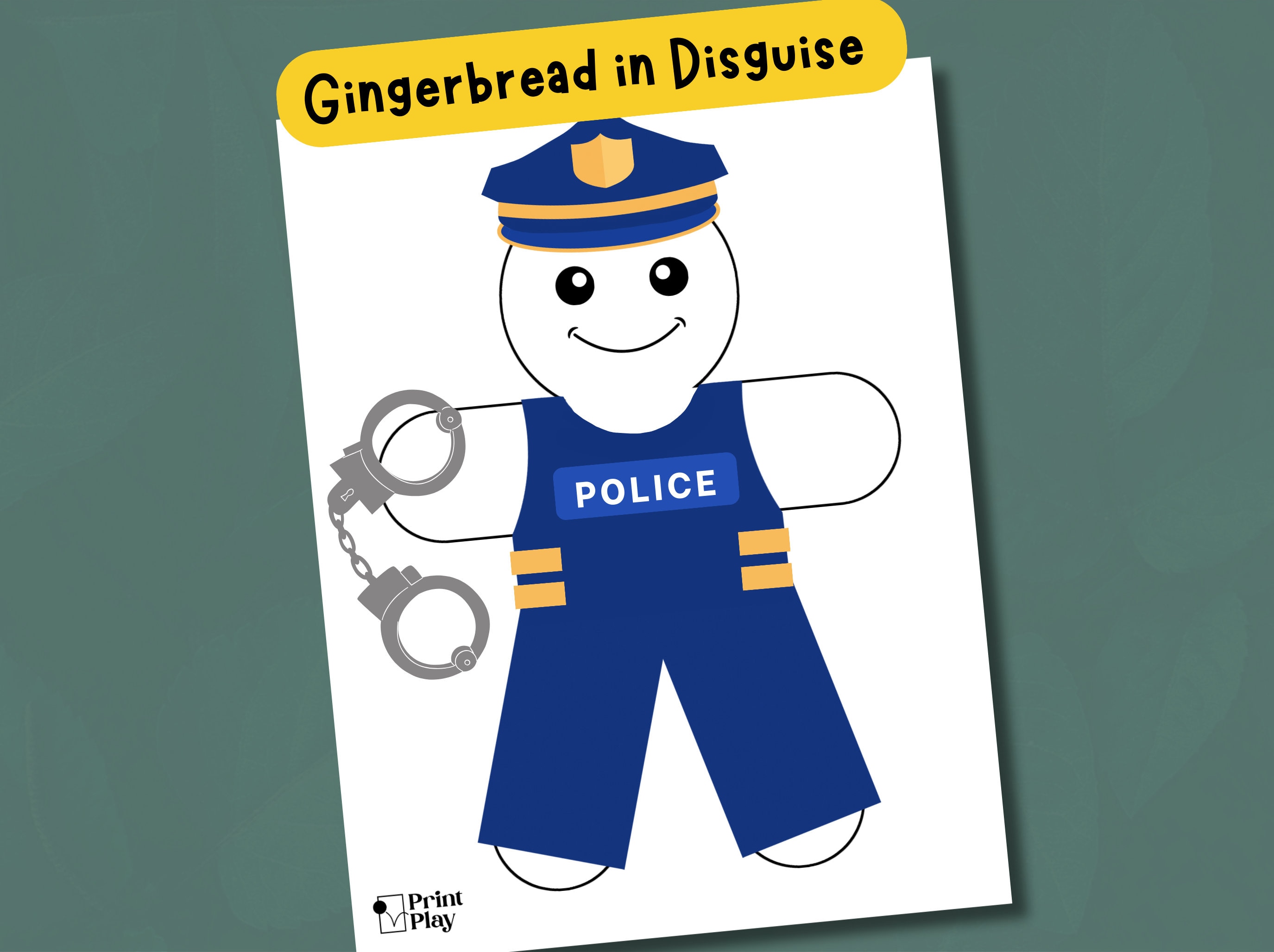 Police Gingerbread Disguise | Kids' Gingerbread Craft Template - Etsy