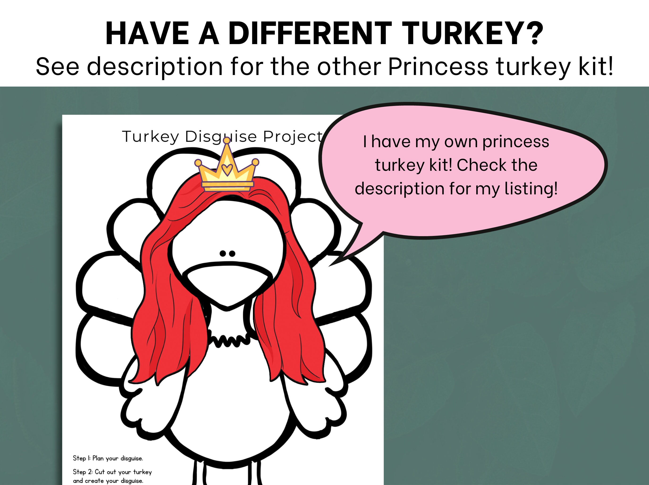 Princess Turkey in Disguise Kit: Kids Craft (digital Download) - Etsy