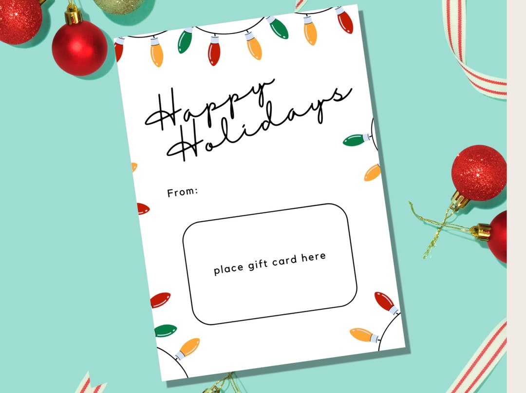 Printable Happy Holidays Gift Card Holder | Teacher Christmas Gift Card ...