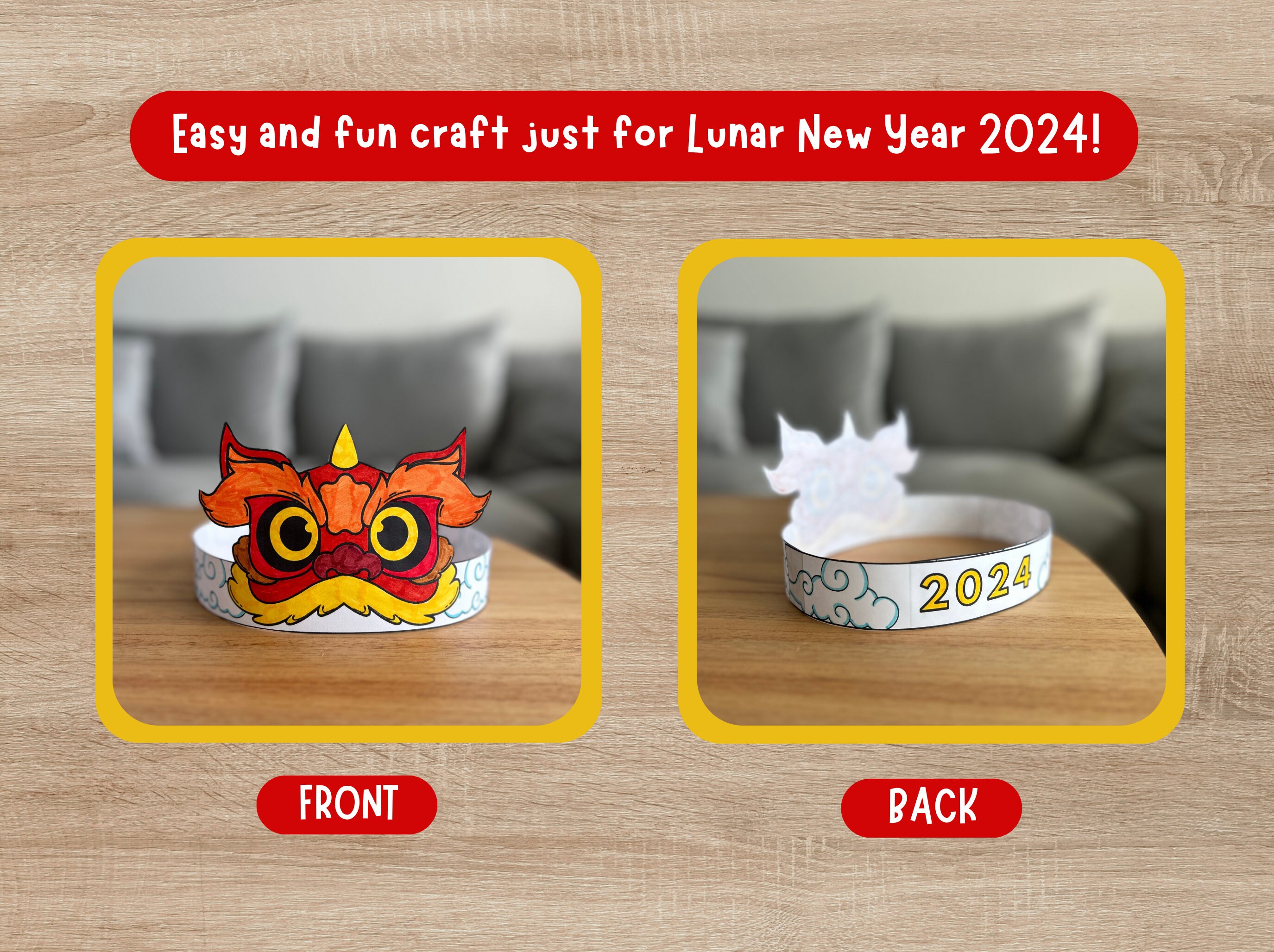Lunar New Year Paper Crown Craft Chinese New Year 2024 Craft Year of ...