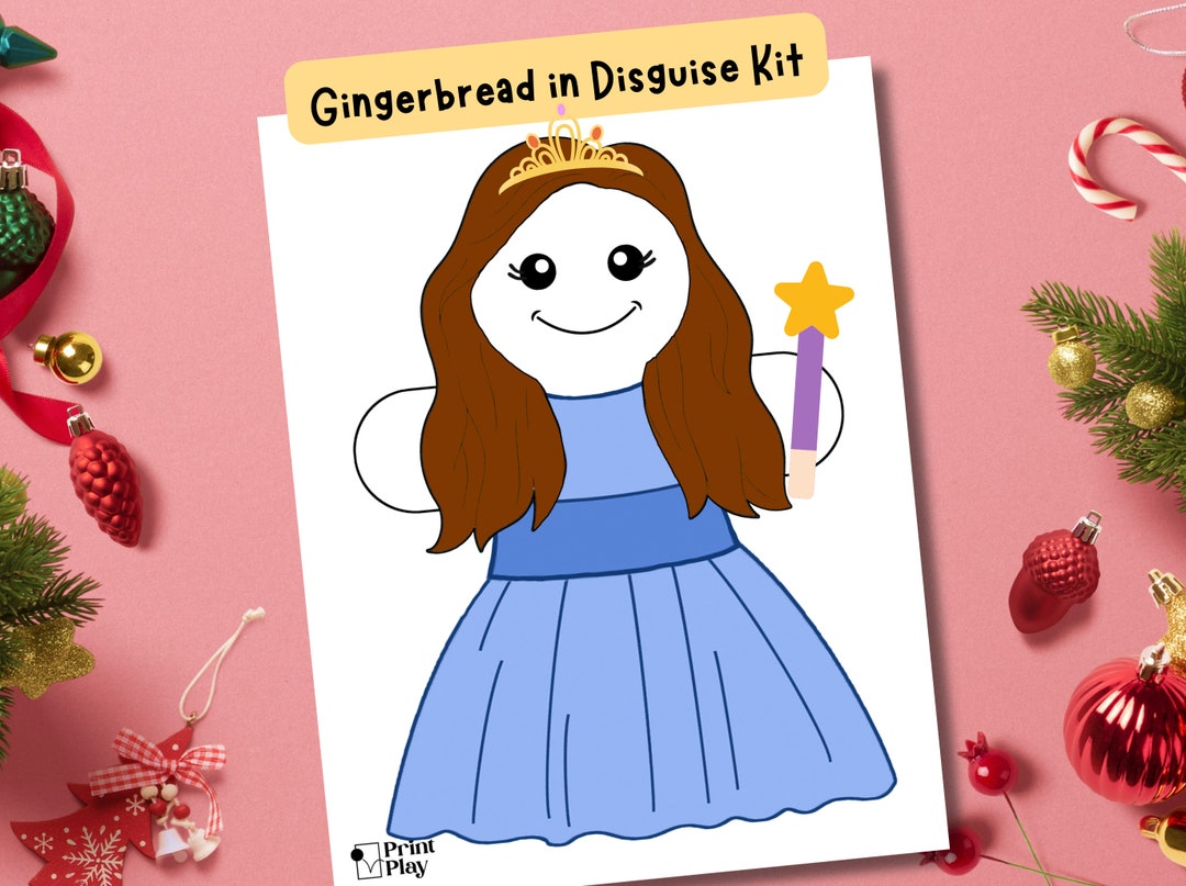 Princess Gingerbread Disguise | Kids' Gingerbread Craft Template - Etsy