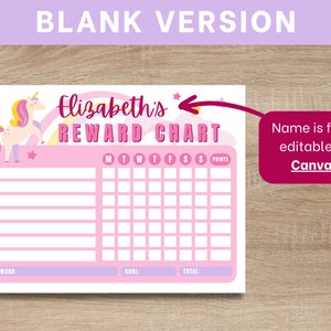 EDITABLE Kids Chore Reward Chart | Unicorn Chore Chart Template ...