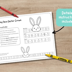 Easter Bunny Paper Crown Craft: Kid's Coloring Activity (PDF File) - Etsy