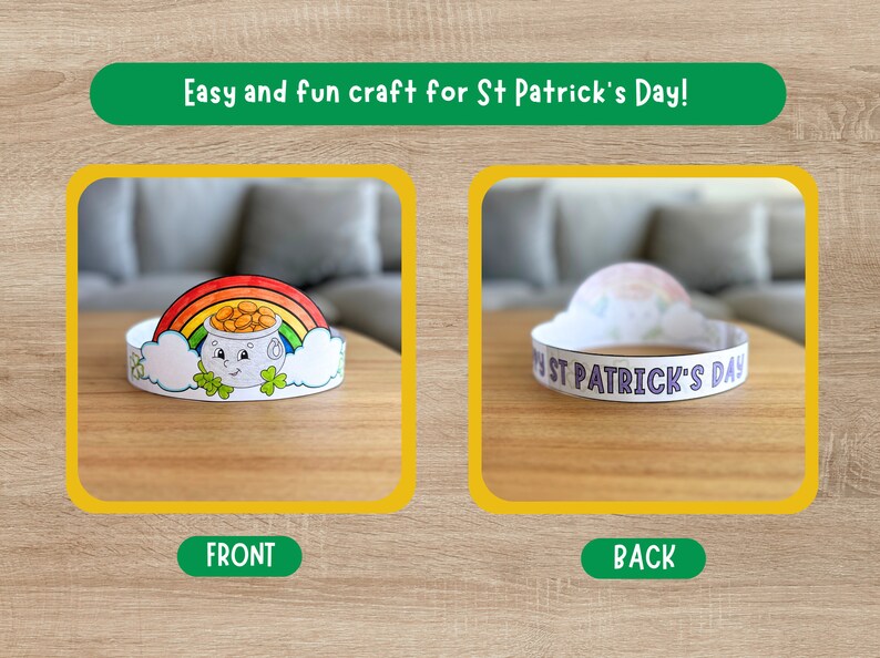 St Patrick's Day Paper Crown Craft | Pot O' Gold Rainbow Craft ...