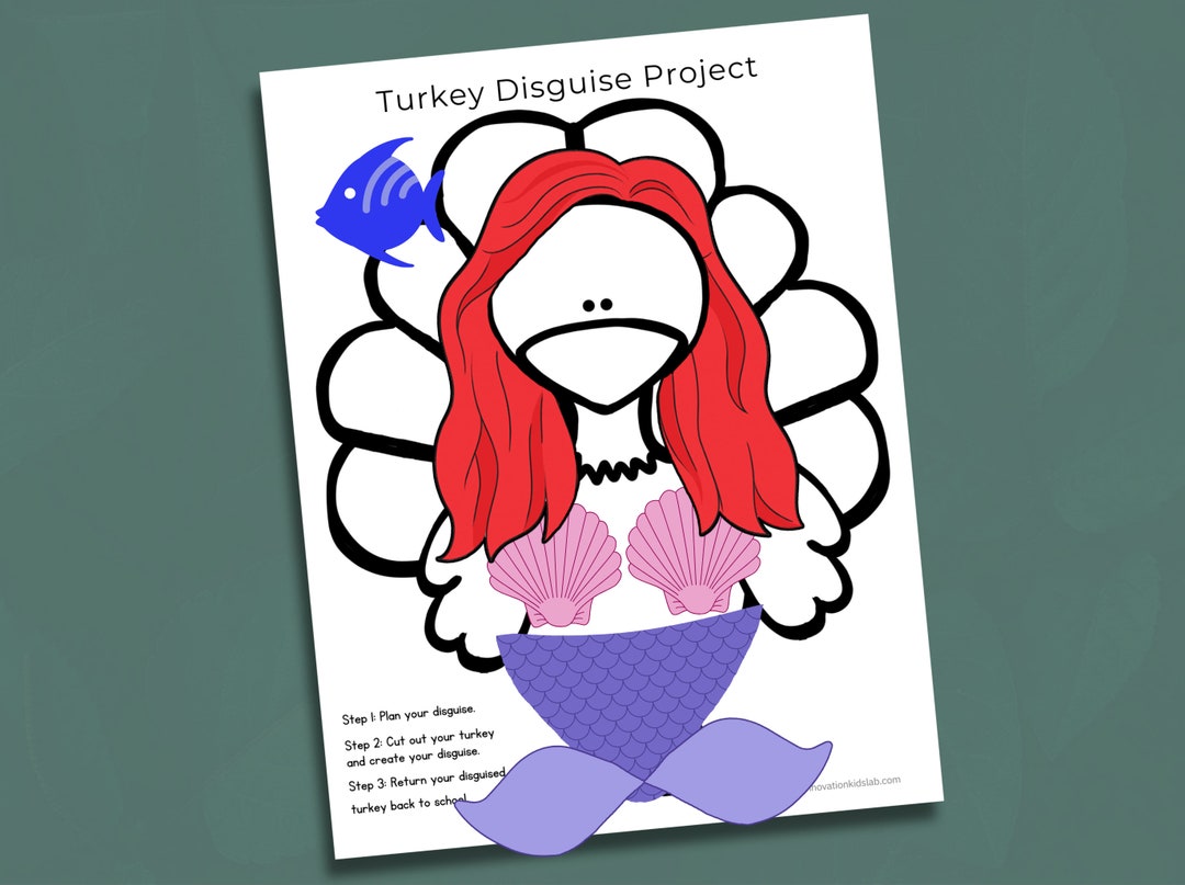 Mermaid Turkey in Disguise Kit: Kids Craft Project (digital Download ...