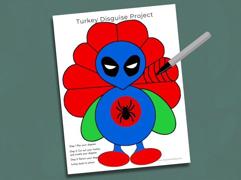 Superhero Turkey in Disguise Kit: Kids Thanksgiving Craft (digital ...
