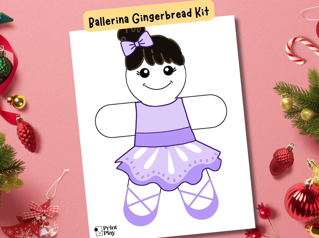 Ballerina Gingerbread in Disguise | Kids' Gingerbread Craft Template - Etsy