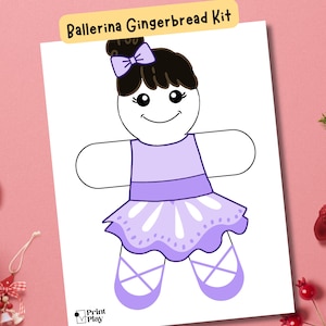 Ballerina Gingerbread in Disguise | Kids' Gingerbread Craft Template - Etsy