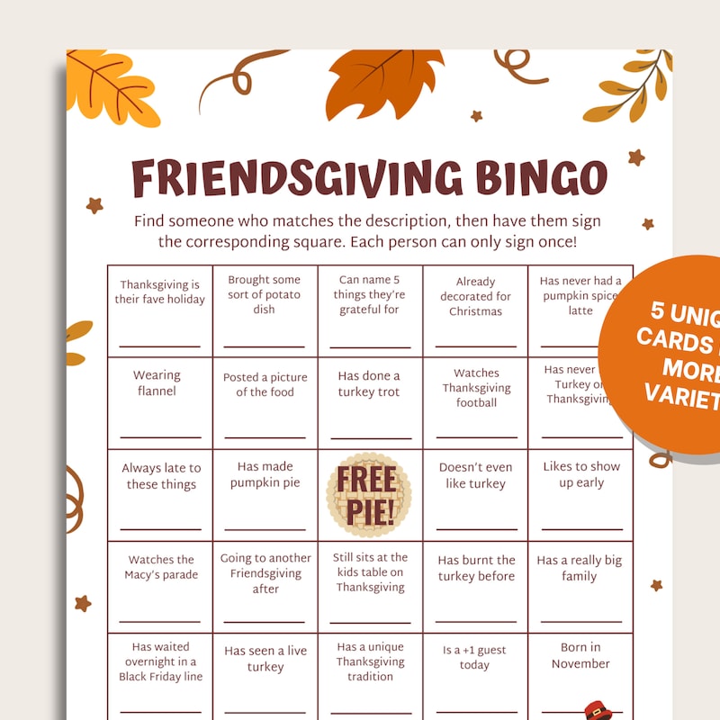Thanksgiving Bingo - Etsy