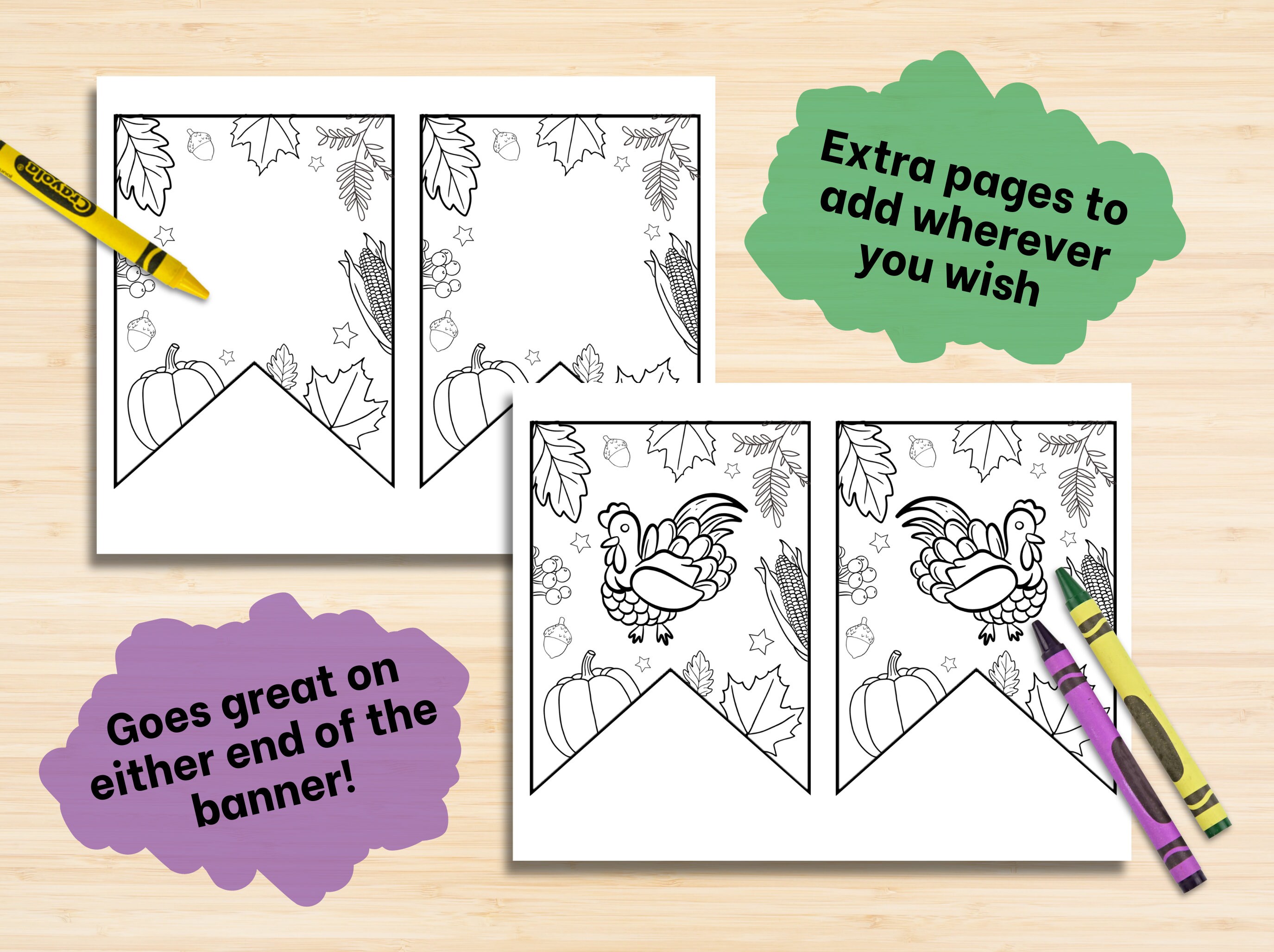 Printable Thanksgiving Coloring Banner | Kid's Activity| Instant ...