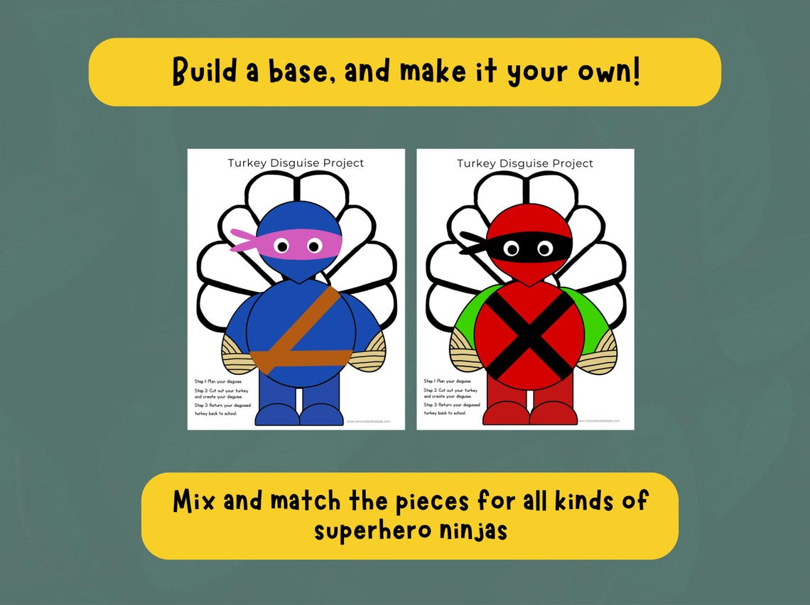 Ninja Turkey Disguise Kit: Kids Craft (digital Download) - Etsy