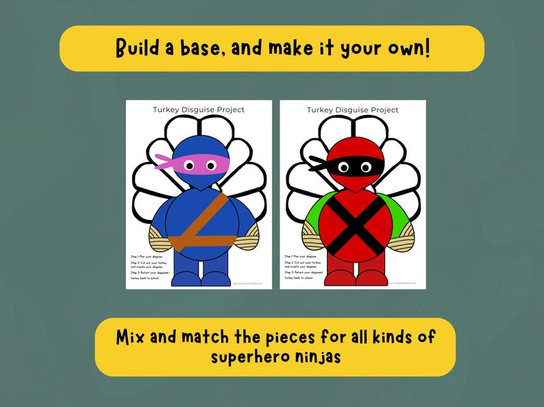 Ninja Turkey Disguise Kit: Kids Craft (digital Download) - Etsy