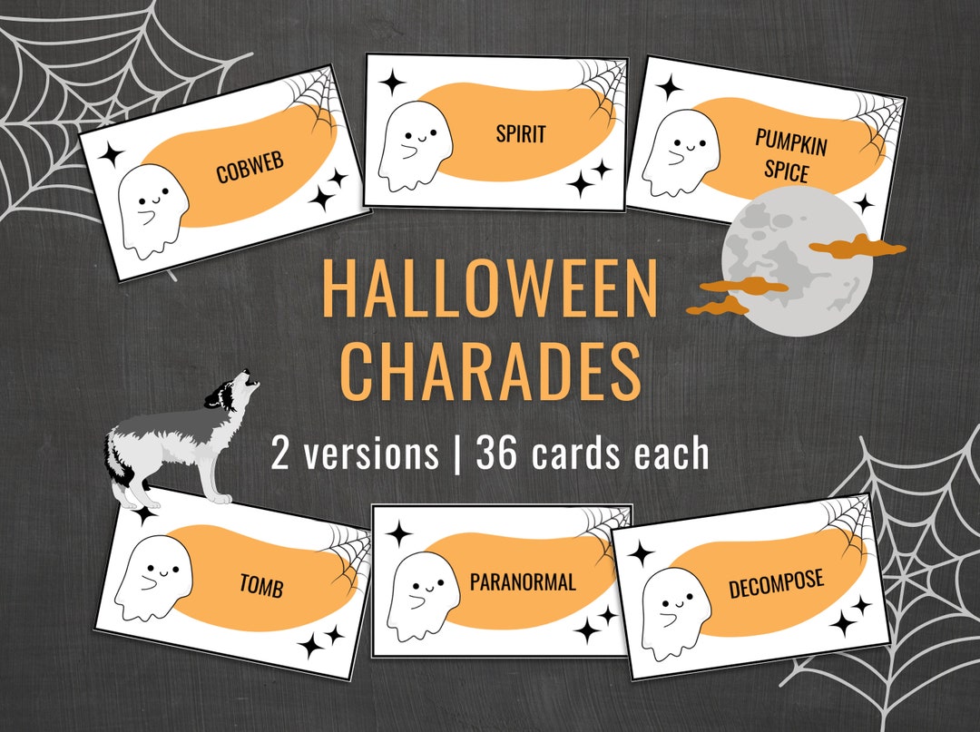Halloween Charades | Halloween Party Game | Hard and Easy Version ...
