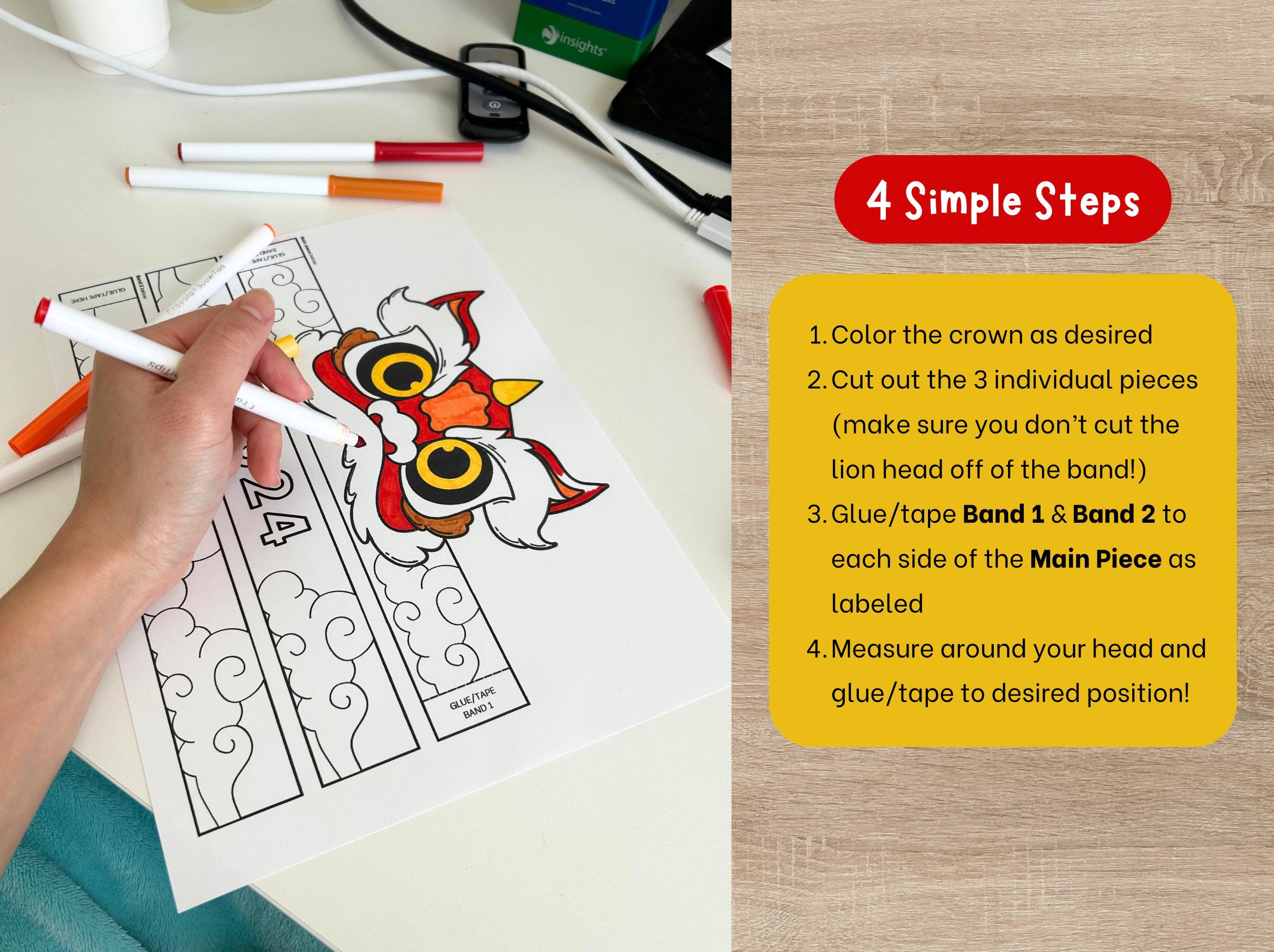 Lunar New Year Lion Dance Paper Crown Craft (PDF Pattern) - Etsy